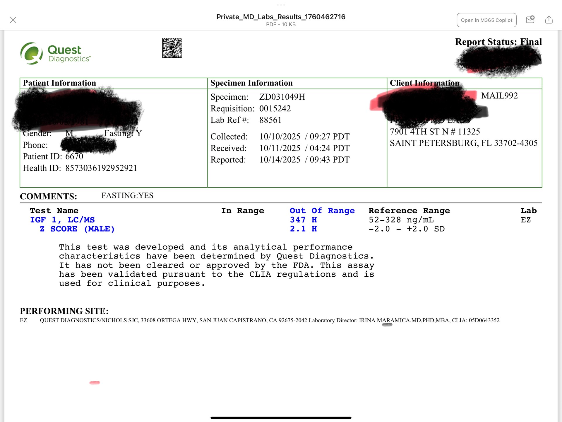 Picture: Hutrope HGH from Osgear blood test results