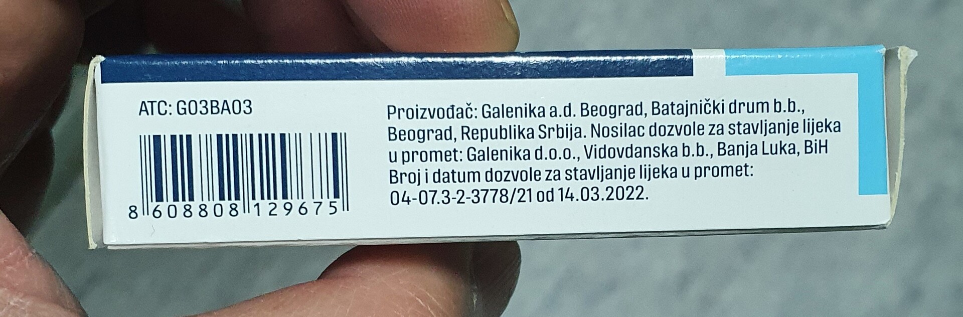 Picture: New design of Testosterone from Galenika